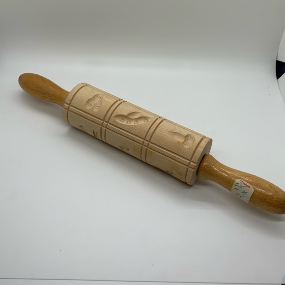 Kitchen | Vintage Wood Cookie Mold Rolling Pin Press | Poshmark